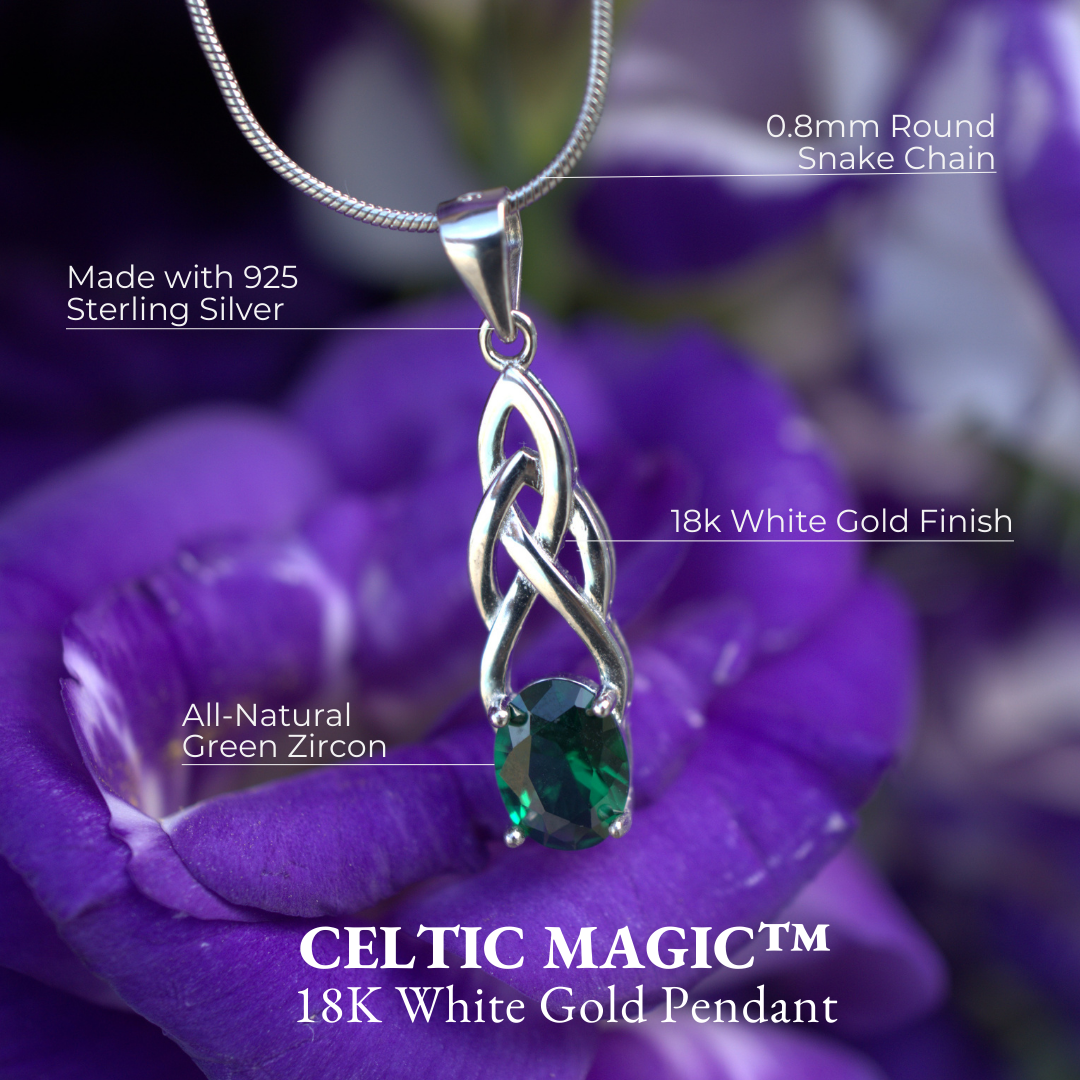Celtic Magic 18K White Gold Pendant | Irish Emerald Celtic Necklace ...