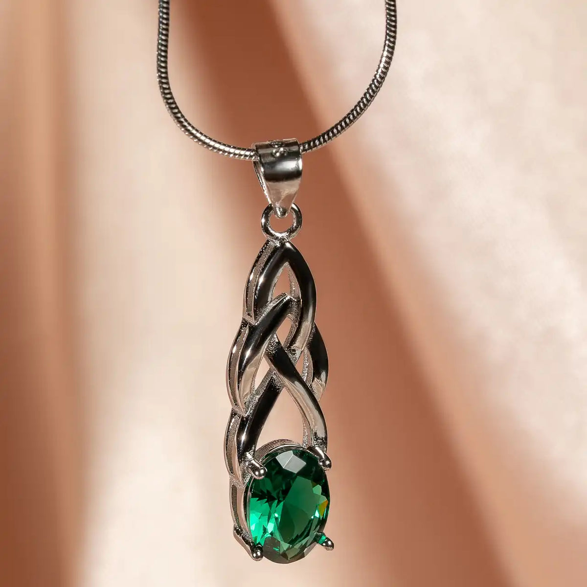Celtic Magic 18K White Gold Pendant | Irish Emerald Celtic Necklace ...