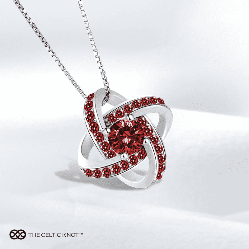 Celtic Knot Ruby Pendant – July Birthstone Necklace Gift – Celtic Knot Jewellery