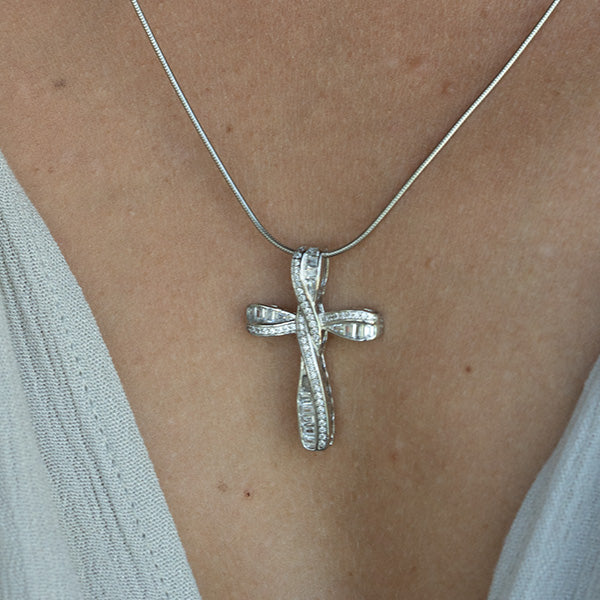 Celtic Infinity Cross Pendant – 18K White Gold with Natural Zircon ...