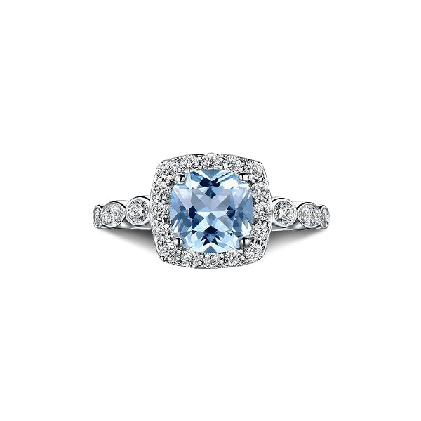Winter Diamond Ring – 18K White Gold Celtic Knot Blue Topaz Ring ...